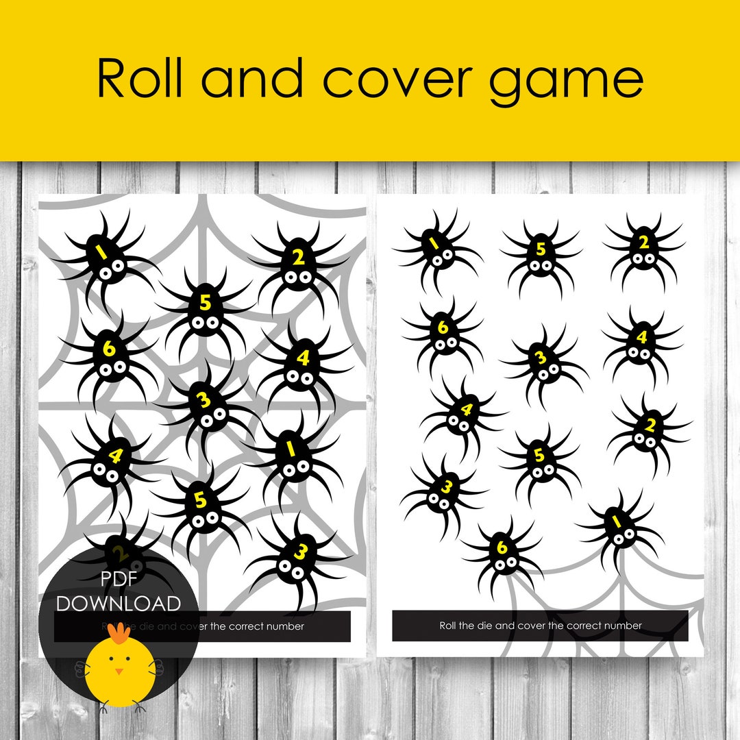 Spider Roll and Cover Number Game Counting Game Kids Roll Count and ...