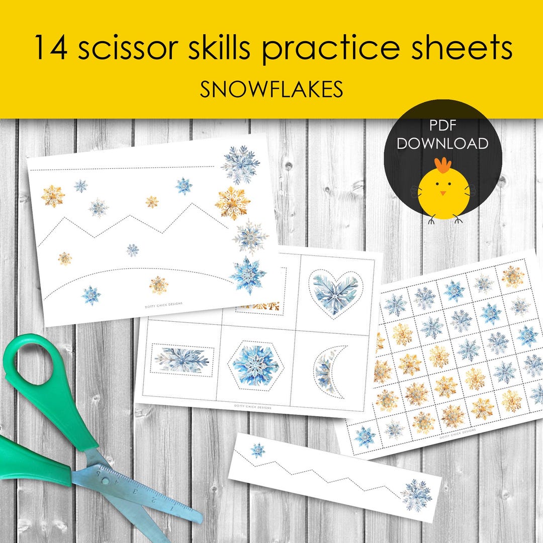 Winter Snowflake Scissor Skills Worksheets for Practicing Fine Motor ...