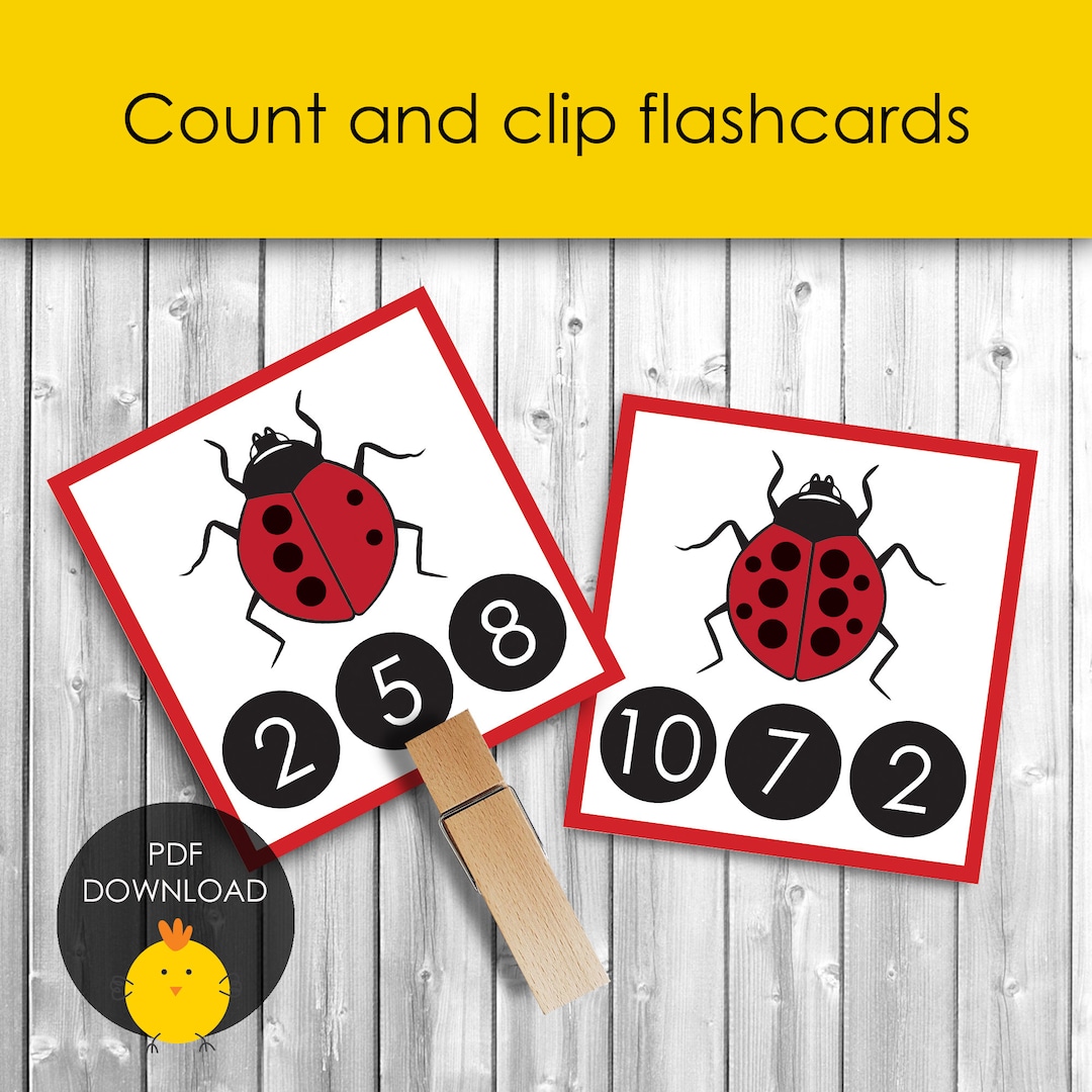 Ladybird Count and Clip Subitising Number Flashcards for Preschool ...