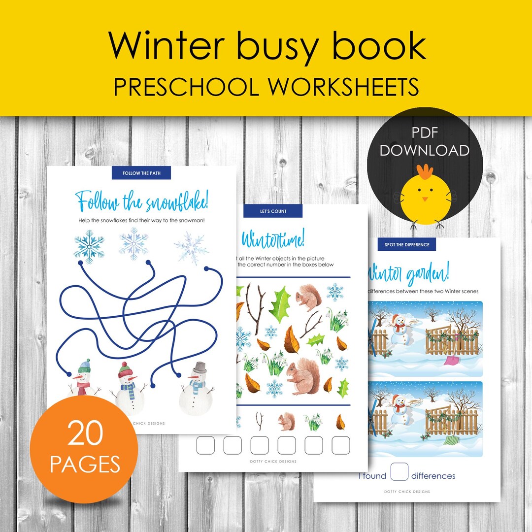 Winter Busy Book Activities and Craft Worksheets for Kids - Etsy