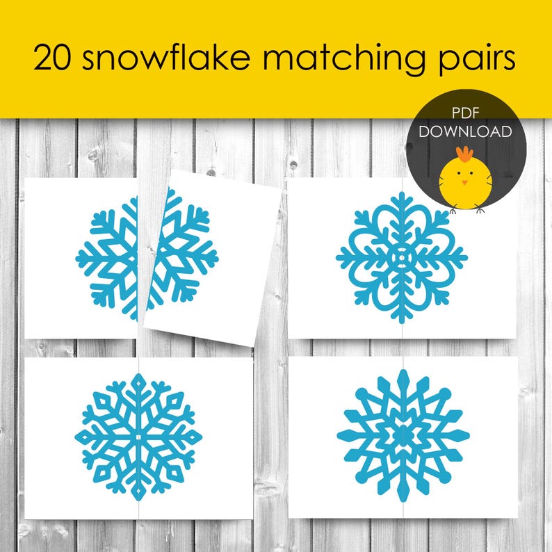 Snowflake Symmetry Matching Game for Preschool Winter Activity - Etsy