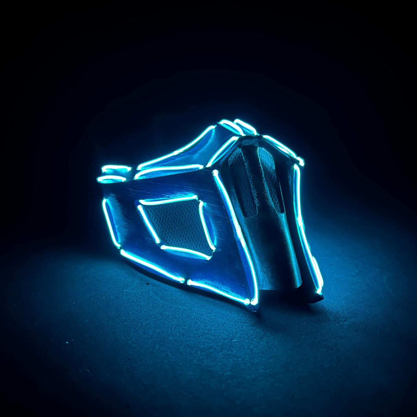 Blue Ninja Light-up Mask - Rave Mask - Ninja Mask - Fighter Mask ...