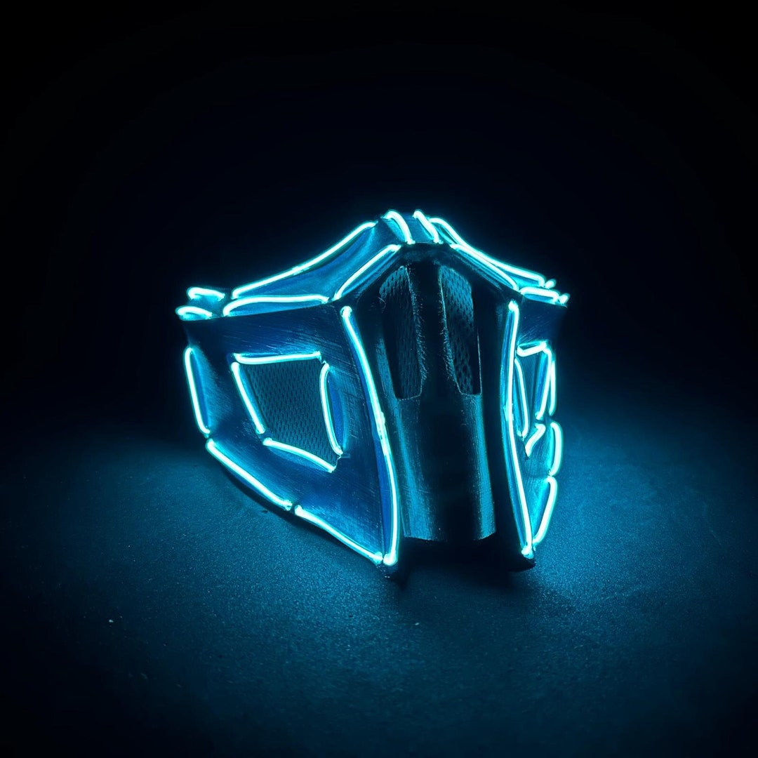 Blue Ninja Light-up Mask - Rave Mask - Ninja Mask - Fighter Mask ...