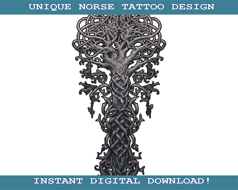 Yggdrasil Tribal Style Unique Tattoo Design Instant Digital Download ...