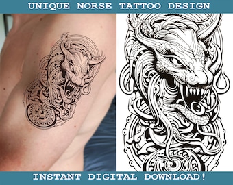 Jormungandr With Runes Tattoo Design Instant Digital Download ...