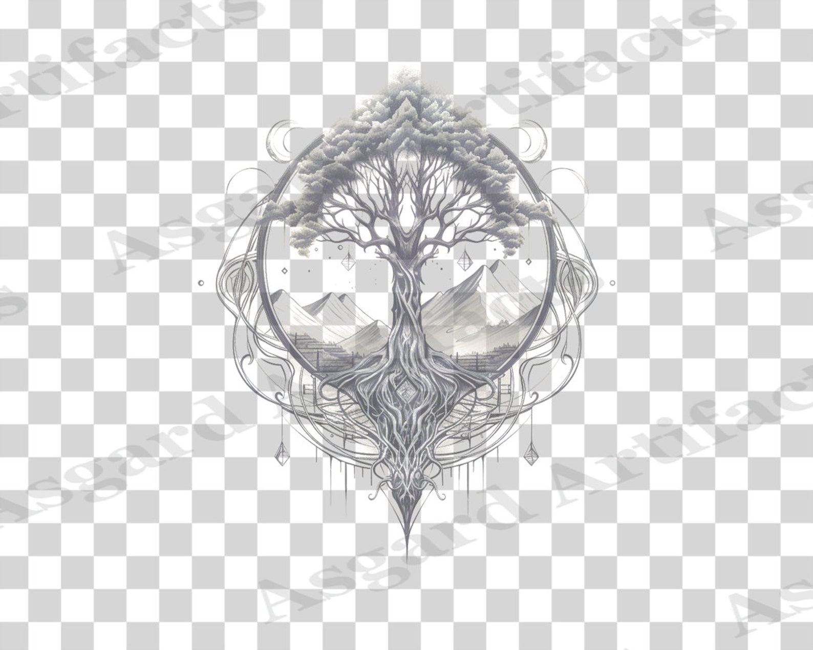 Yggdrasil Tattoo Design Instant Digital Download | Transparent ...