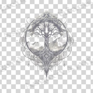 Yggdrasil Tattoo Design Instant Digital Download | Transparent ...