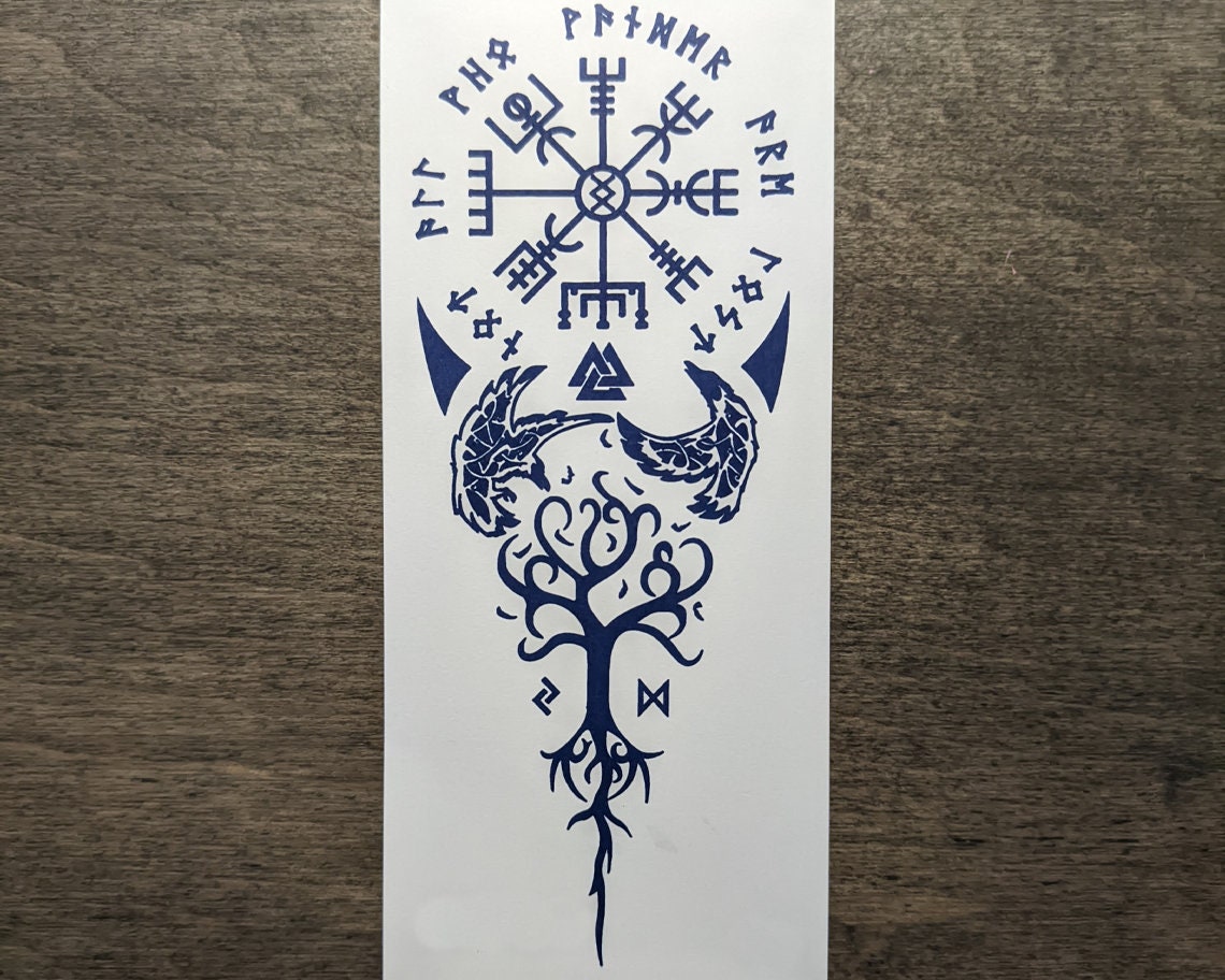 Yggdrasil Vegvisir Runes Temporary Tattoo | Norse Mythology ...