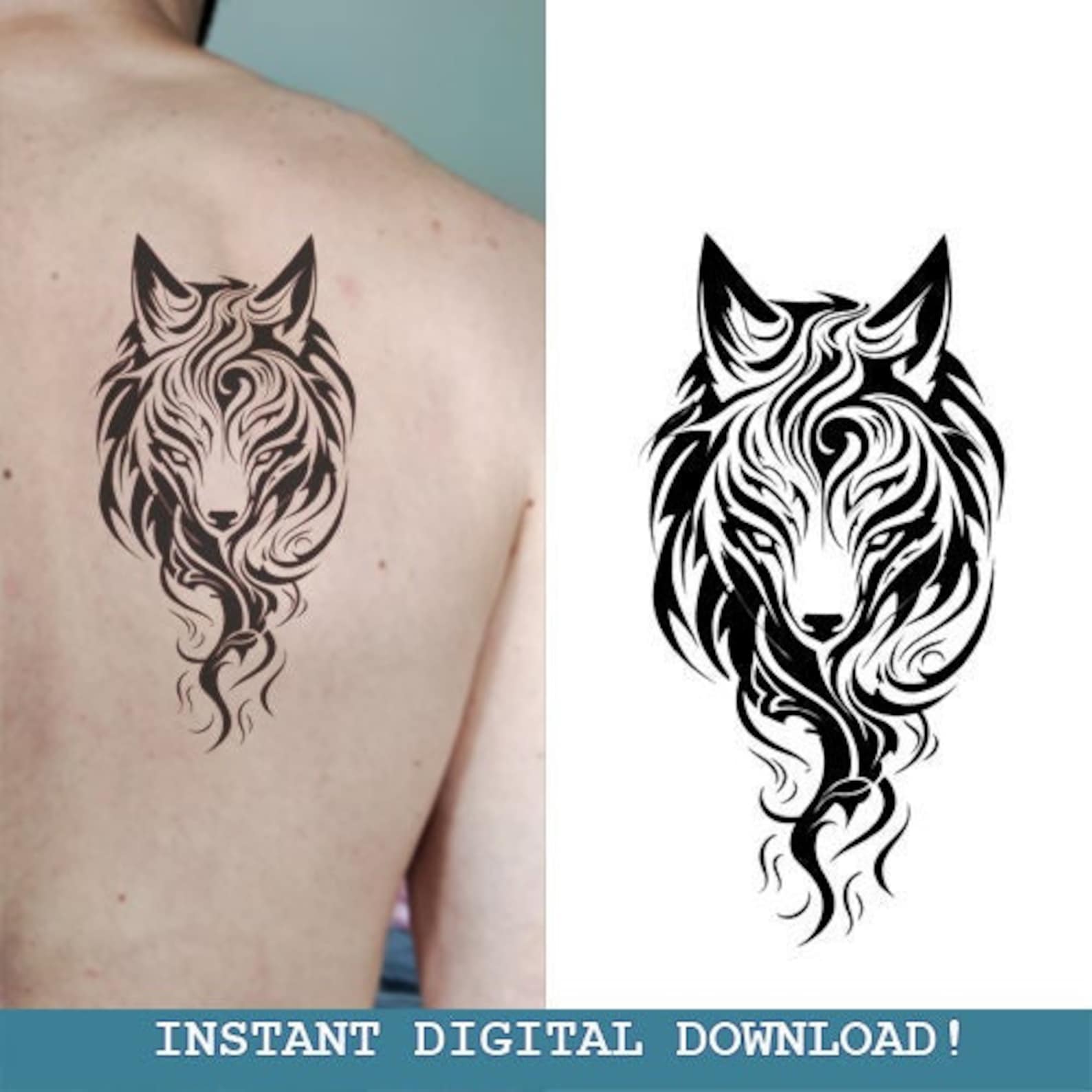 Fenrir Odin's Wolf Tattoo Design Instant Digital L Download | Norse ...