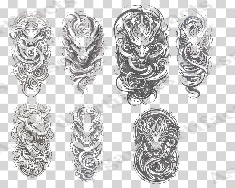 Jormungandr Set of 7 Tattoo Designs Instant Digital Download ...