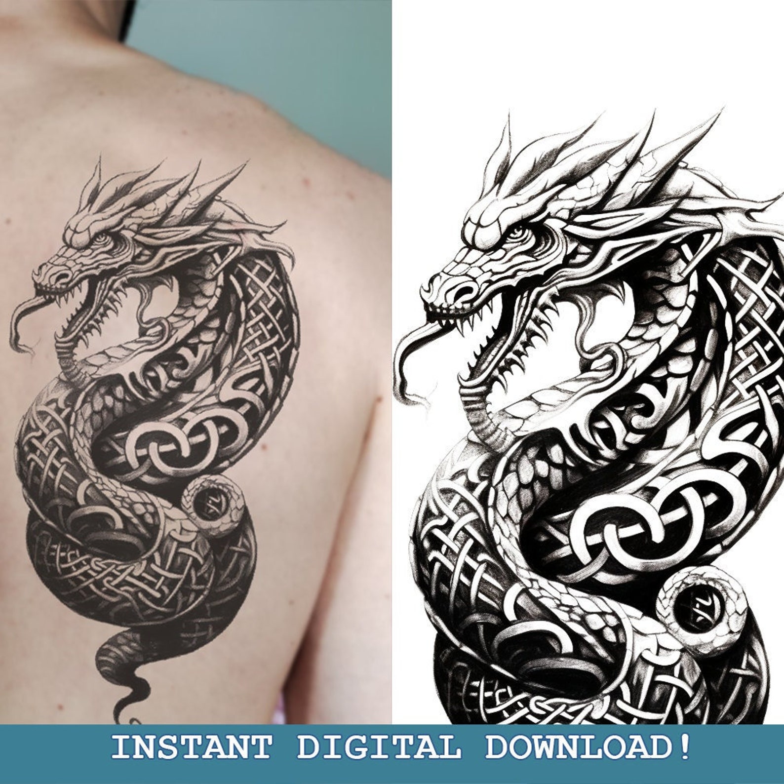 Jormungandr the Midgard Serpent Tattoo Set of 8 Instant Digital ...