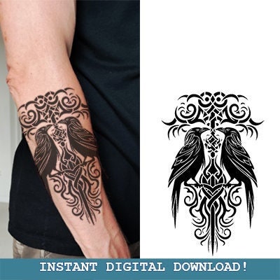 Huginn and Muninn Tattoo Design Instant Digital L Download | Norse ...