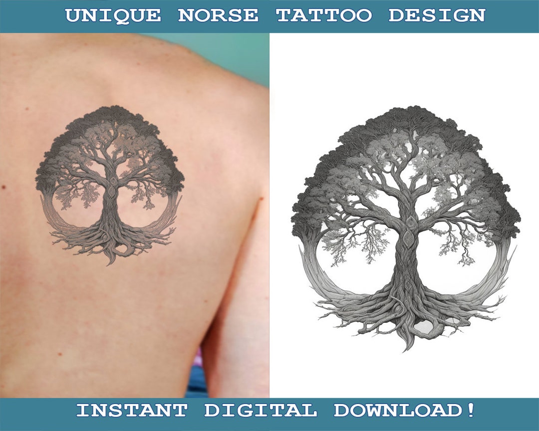 Yggdrasil the Tree of Life Unique Tattoo Design Instant Digital ...
