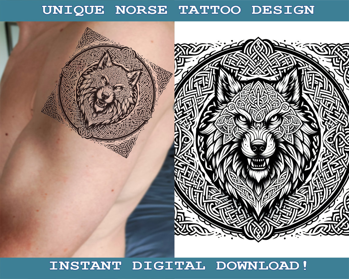 Fenrir Tattoo Design Instant Digital Download | Transparent Background ...