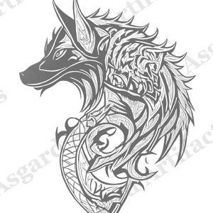 Fenrir Odin's Wolf Tattoo Design Instant Digital L Download | Norse ...