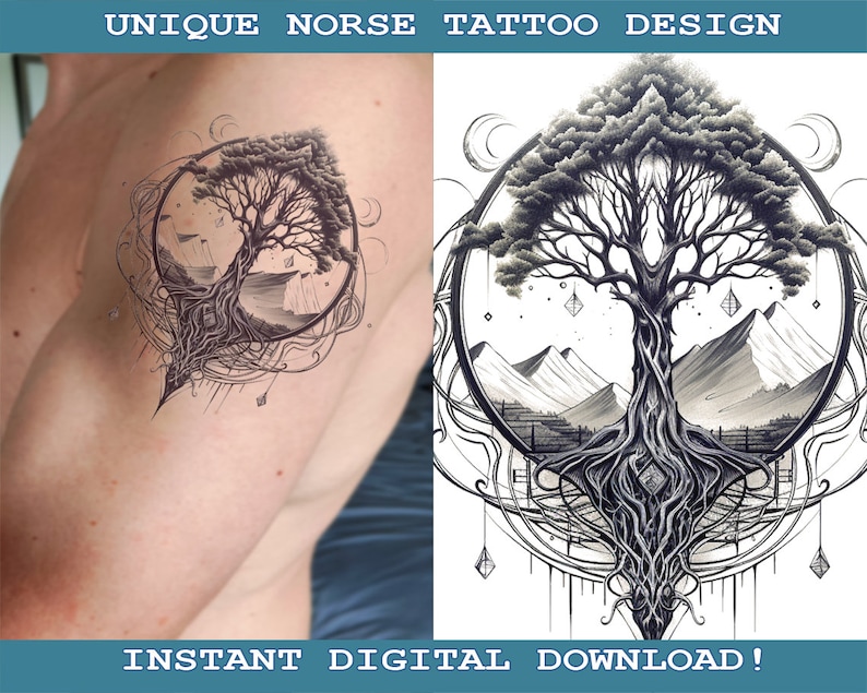 Yggdrasil Tattoo Design Instant Digital Download | Transparent ...