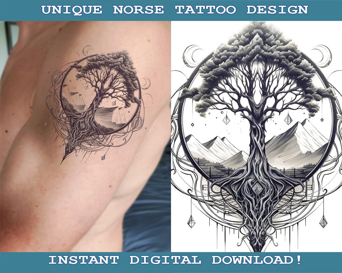 Yggdrasil Tattoo Design Instant Digital Download Transparent Background ...