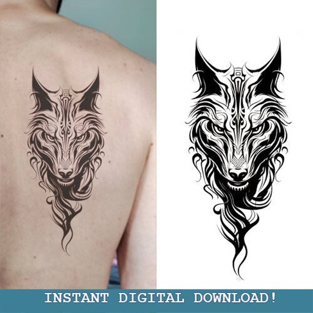 Fenrir Odin's Wolf Tattoo Design Instant Digital L Download | Norse ...