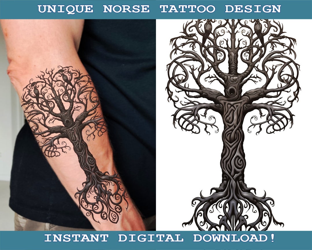 Yggdrasil Tattoo Designs: Norse Mythology Tree Set (digital Download ...