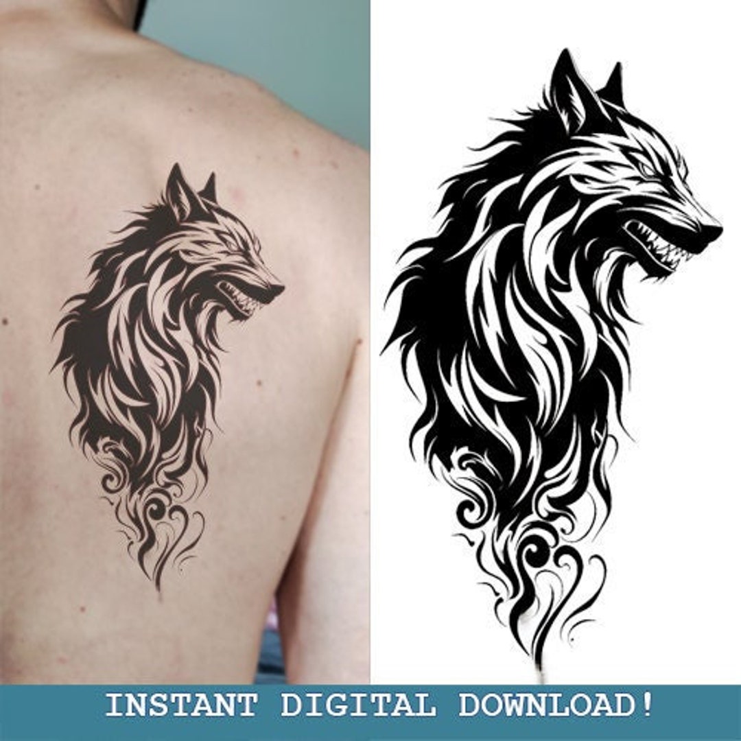 Fenrir Odin's Wolf Tattoo Design Instant Digital L Download | Norse ...