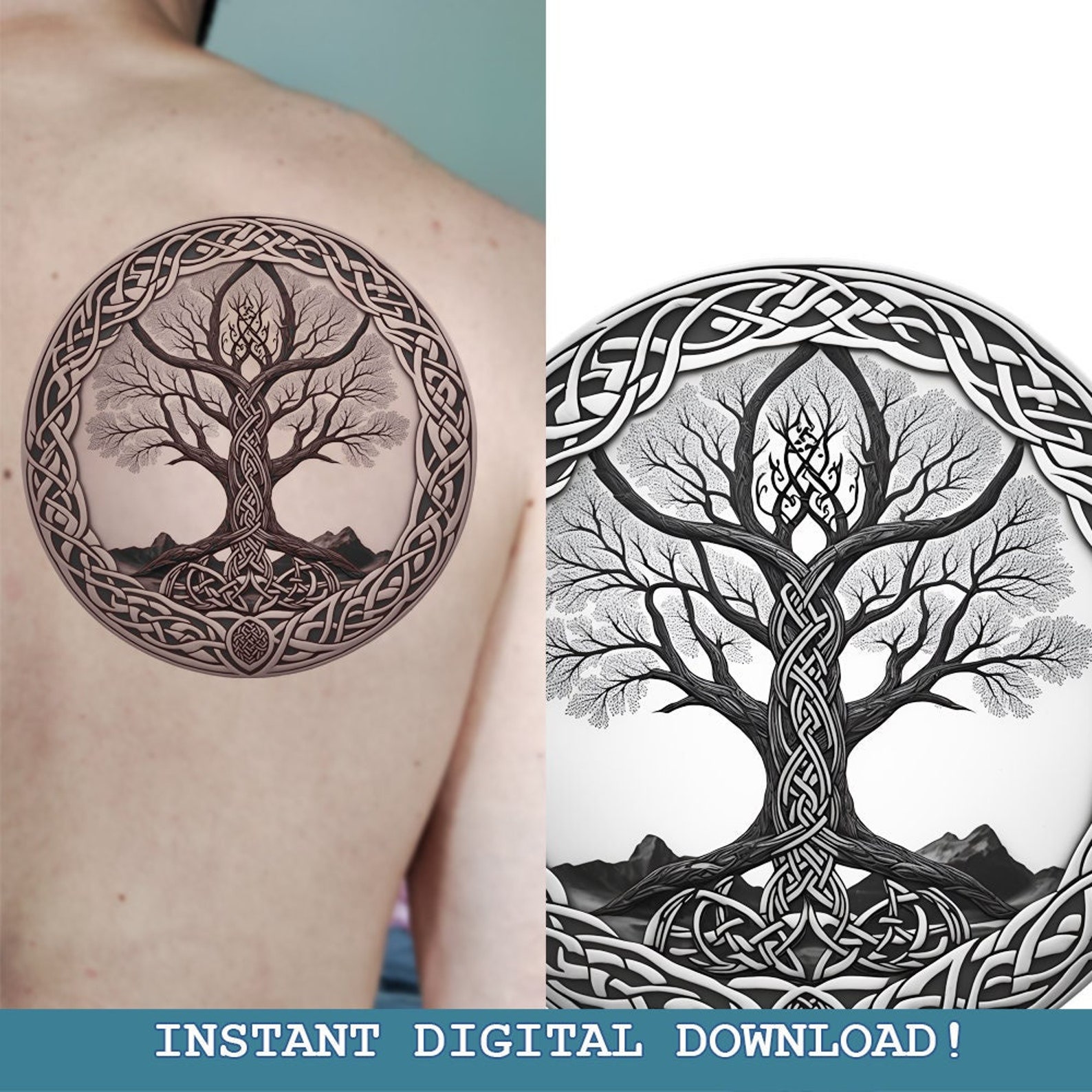 Yggdrasil Tree of Life Tattoo Design Instant Digital L Download | Norse ...