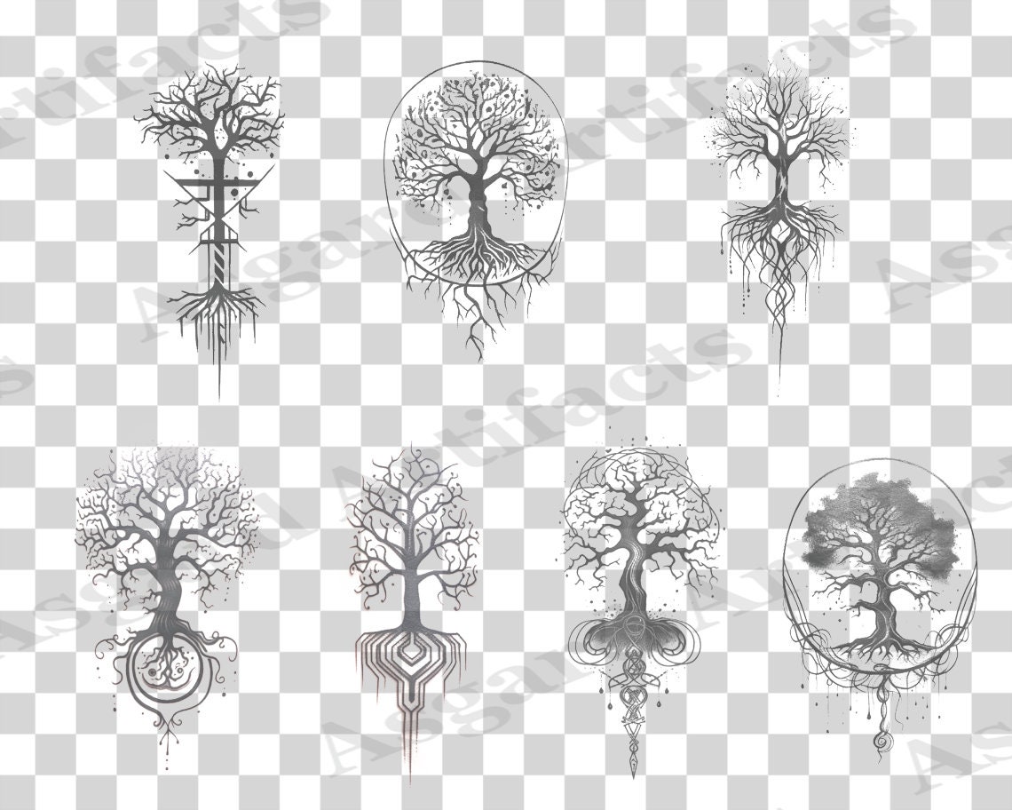 Yggdrasil Set of 7 Unique Tattoo Design Instant Digital Download ...
