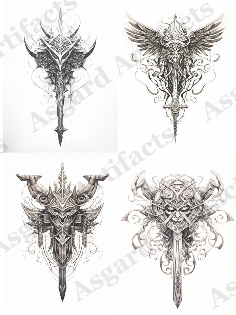 Valkyrie Tattoo Set of 4 Instant Digital Download|norse Mythology ...