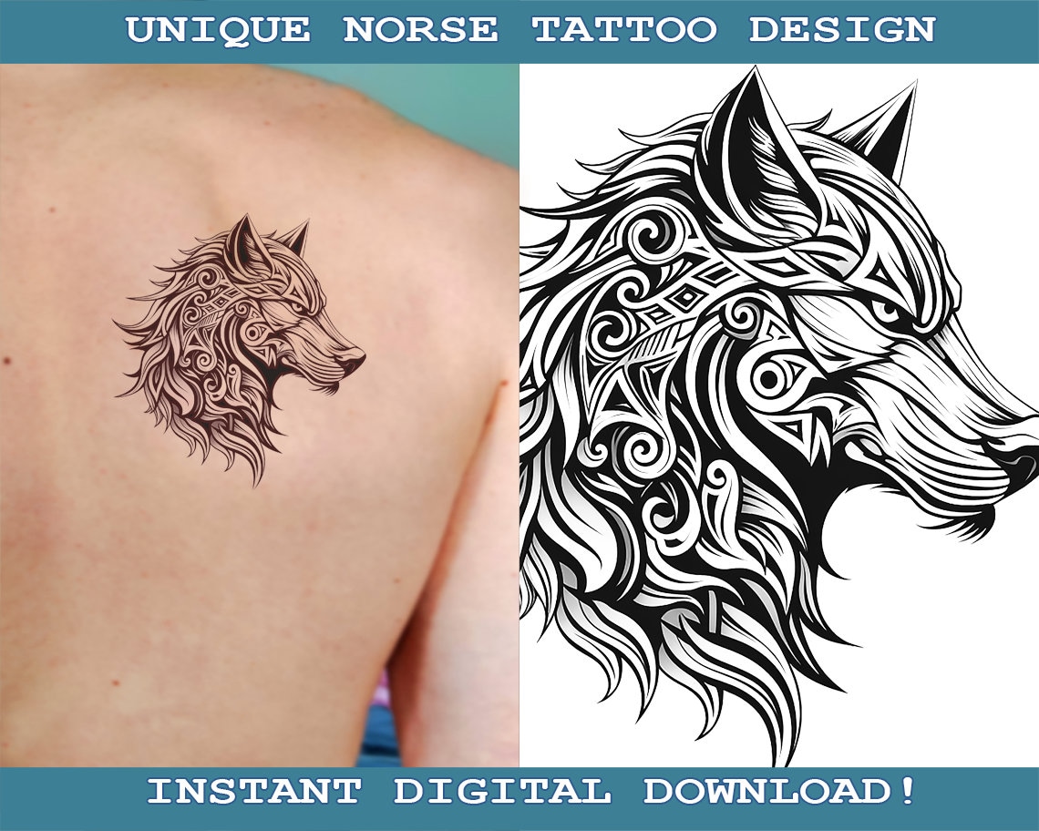 Fenrir Tattoo Design Instant Digital Download | Transparent Background ...