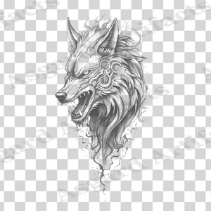 Fenrir Tattoo Design Instant Digital Download | Transparent Background ...