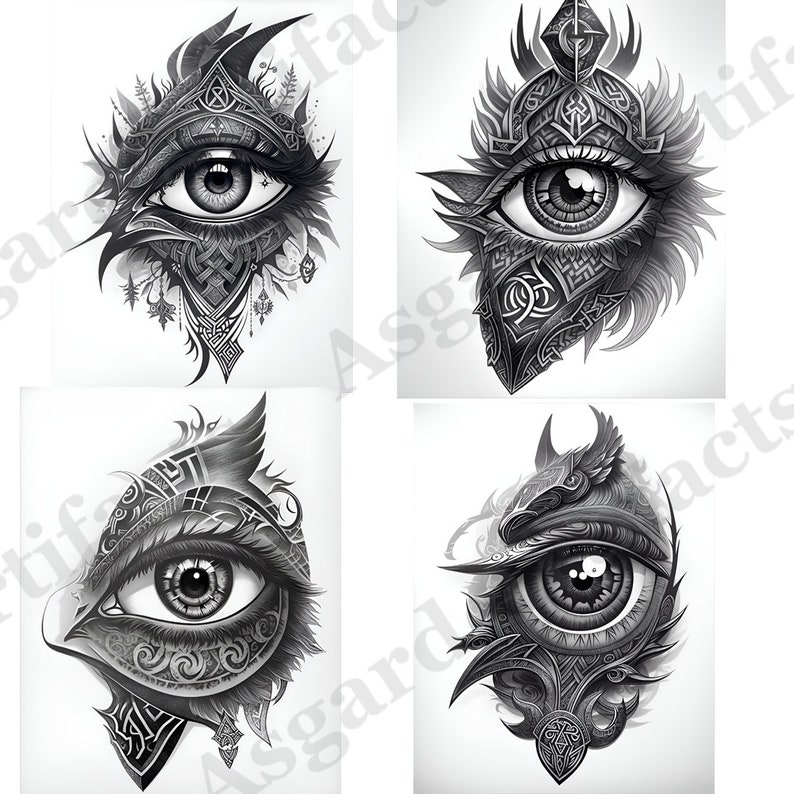 Eye of Valkyrie Tattoo Set of 4 Instant Digital Download|norse ...