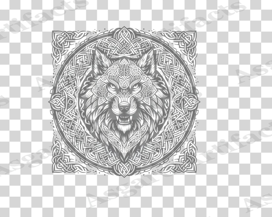 Fenrir Tattoo Design Instant Digital Download | Transparent Background ...