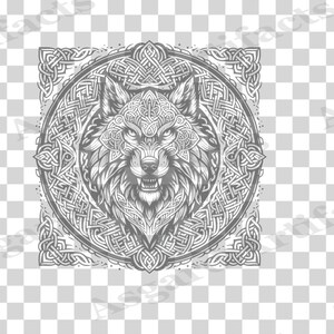 Fenrir Tattoo Design Instant Digital Download | Transparent Background ...