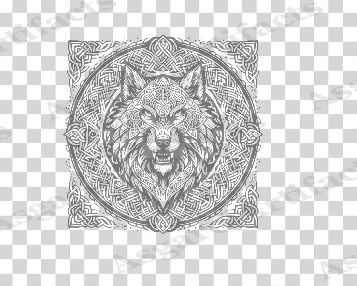 Fenrir Tattoo Design Instant Digital Download | Transparent Background ...