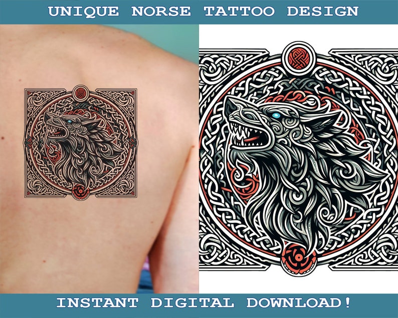 Fenrir Tattoo Design Instant Digital Download | Transparent Background ...