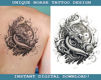 Jormungandr With Runes Tattoo Design Instant Digital Download ...