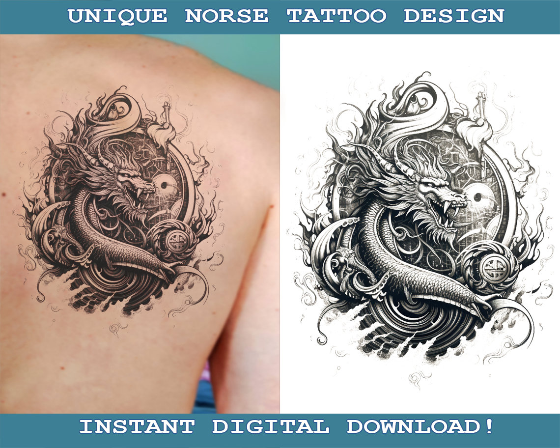 Jormungandr Tattoo Design Instant Digital Download | Transparent ...
