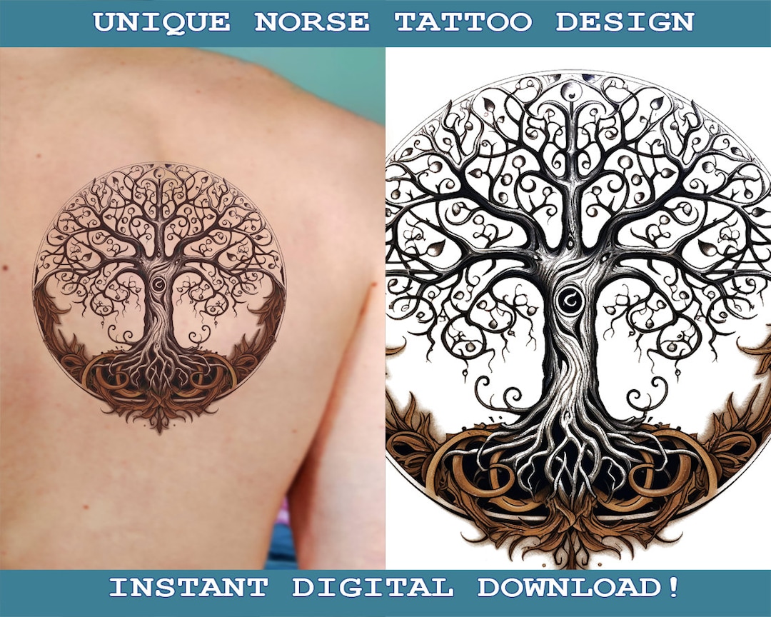 Yggdrasil Tattoo Design Instant Digital Download Transparent Background ...