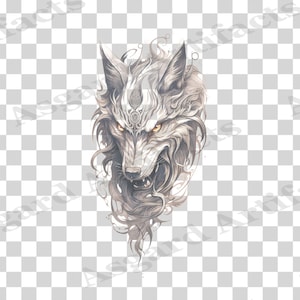 Fenrir Tattoo Design Instant Digital Download | Transparent Background ...