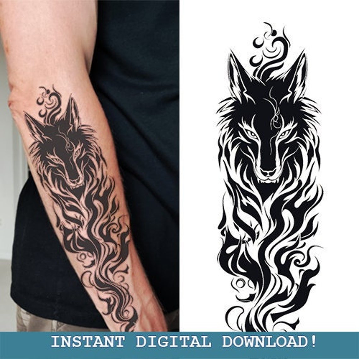 Fenrir Odin's Wolf Tattoo Design Instant Digital Download | Norse ...