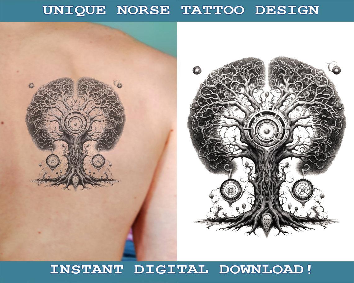 Yggdrasil Unique Tattoo Design in 2 Variants Instant Digital Download ...