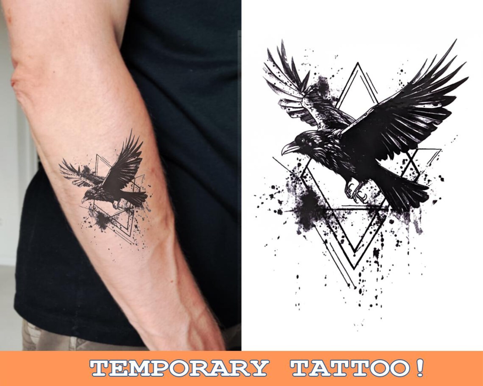 Raven Norse Wisdom Bird Temporary Tattoo | Norse Mythology ...