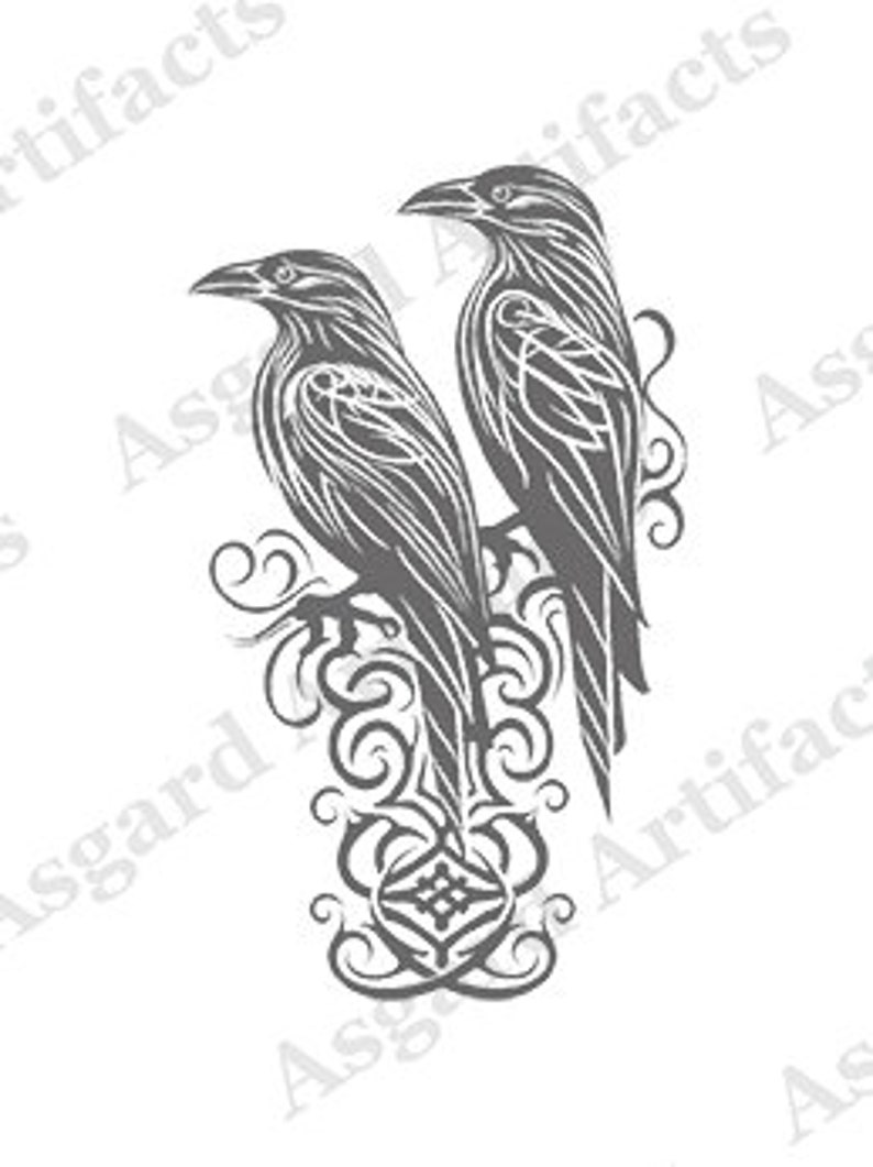 Huginn and Muninn Odin's Ravens Tattoo Design Instant Digital L ...