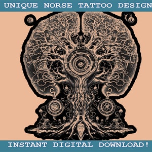 Yggdrasil Unique Tattoo Design in 2 Variants Instant Digital Download ...