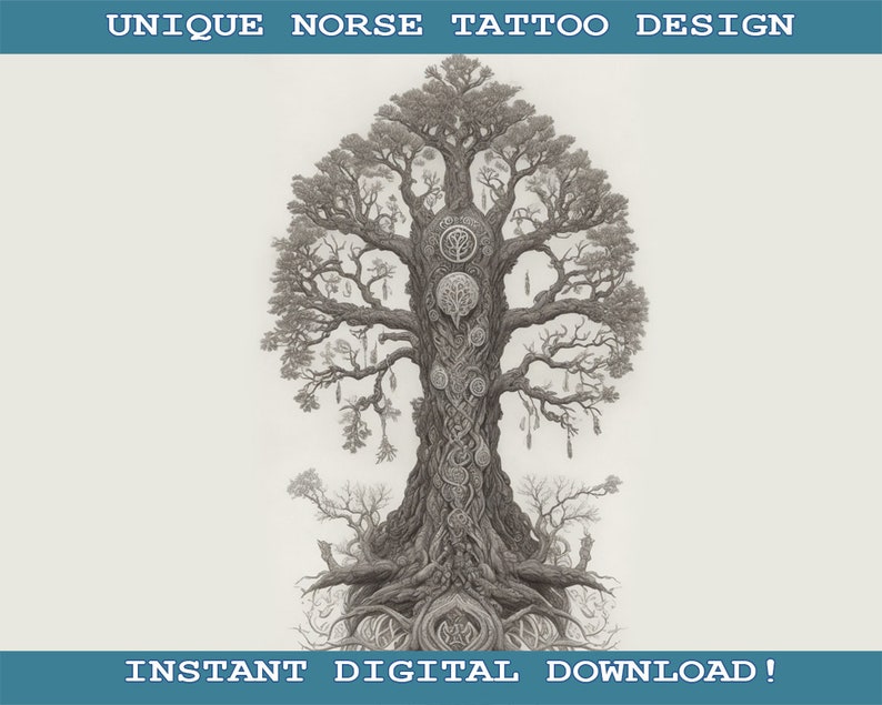 Yggdrasil the Tree of Life Unique Tattoo Design Instant Digital ...