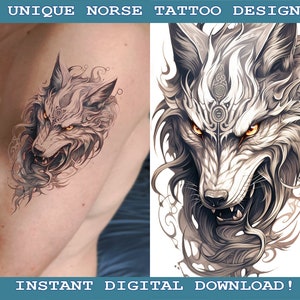 Fenrir Tattoo Design Instant Digital Download | Transparent Background ...