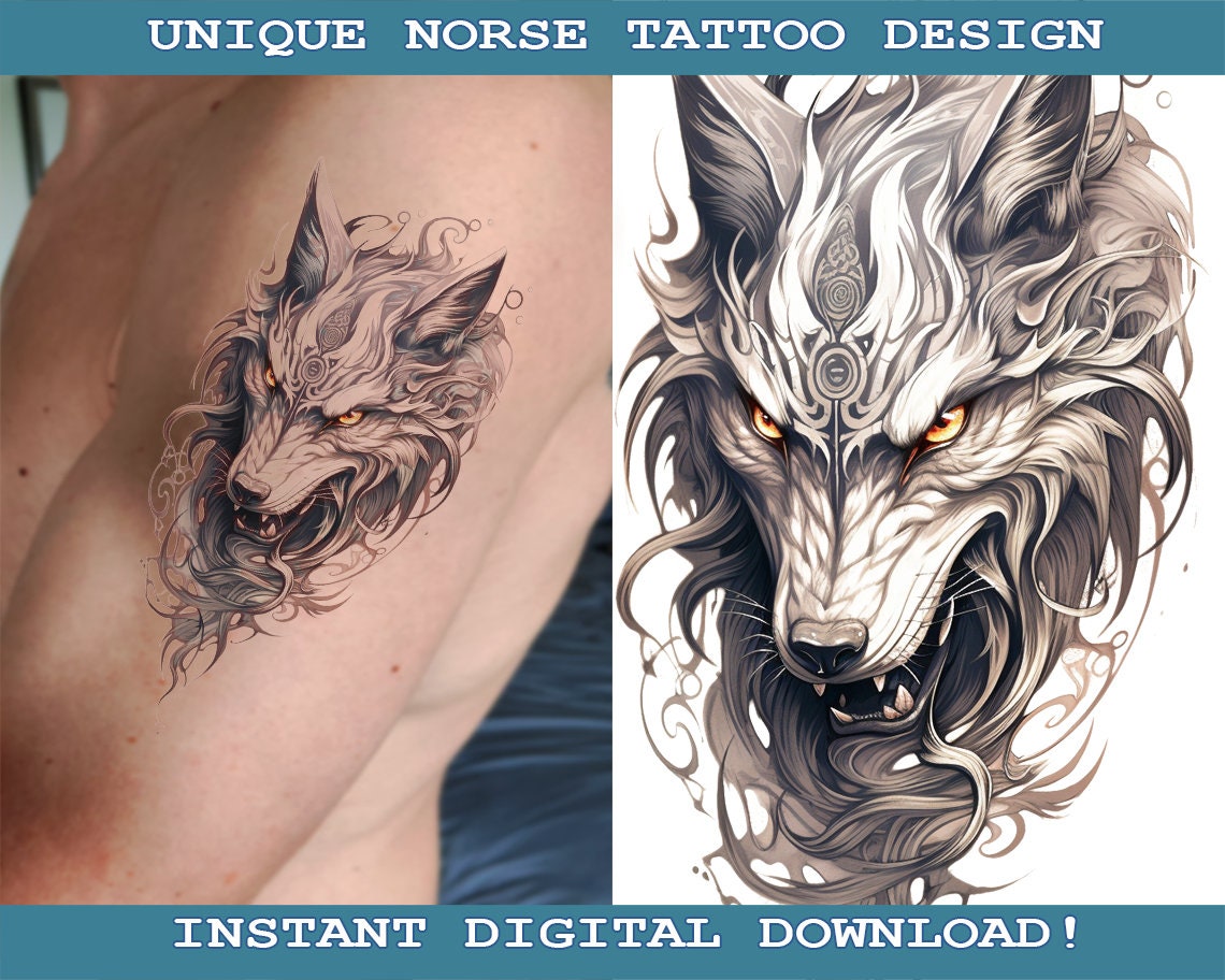 Fenrir Tattoo Design Instant Digital Download | Transparent Background ...