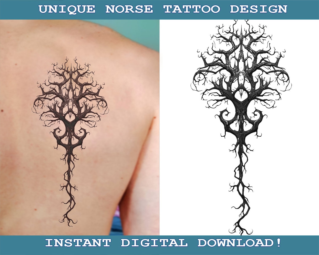 Tree Tattoo Design Instant Digital Download | Transparent Background | Norse Mythology ...