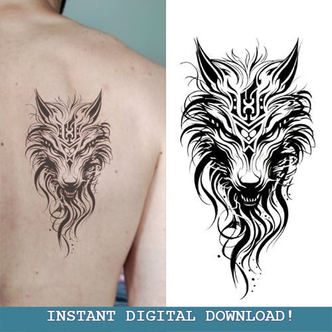 Fenrir Odin's Wolf Tattoo Design Instant Digital L Download | Norse ...