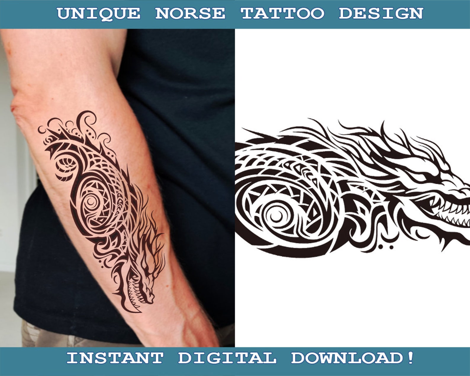 Jormungandr Tribal Set of 8 Tattoo Designs Instant Digital Download ...