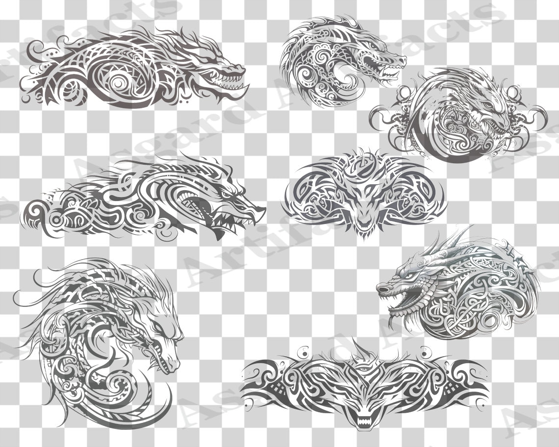 Jormungandr Tribal Set of 8 Tattoo Designs Instant Digital Download ...